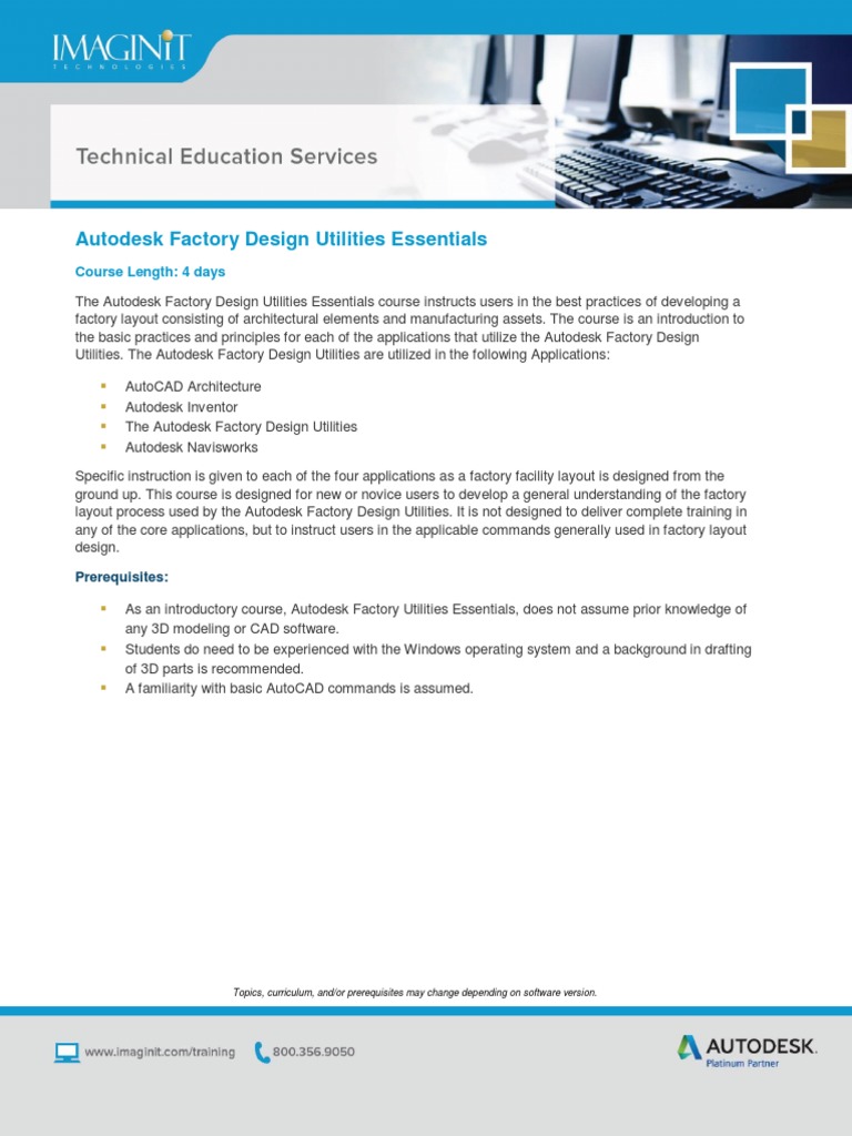 Autodesk Factory Design Utilities Essentials: Course Length: 4 Days ...