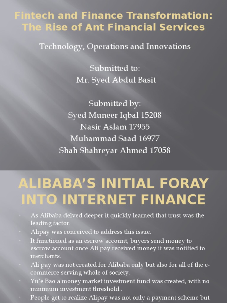 Fintech and Finance Transformation: The Rise of Ant Financial Services ...