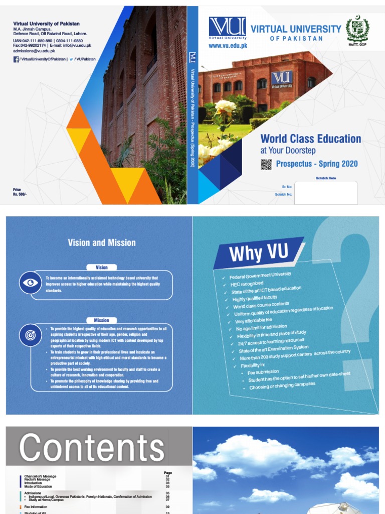 Virtual University Prospectus 2020 | PDF | Internet Forum | Course Credit