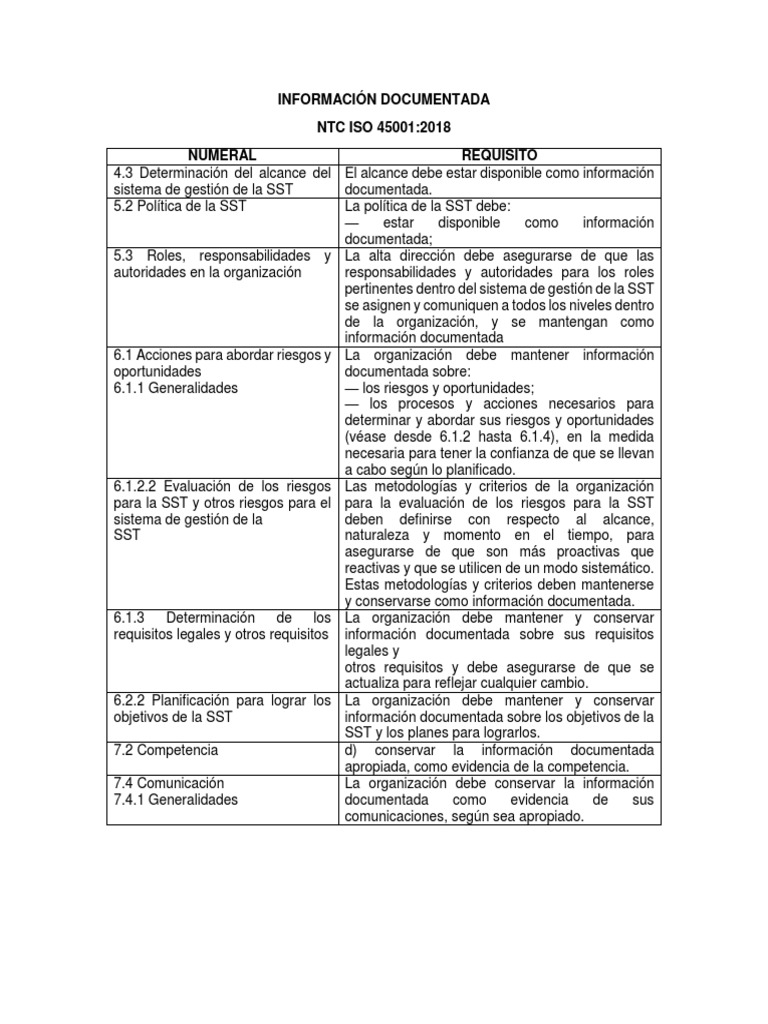 Información Documentada en ISO 45001 | PDF | Planificación | Auditoría
