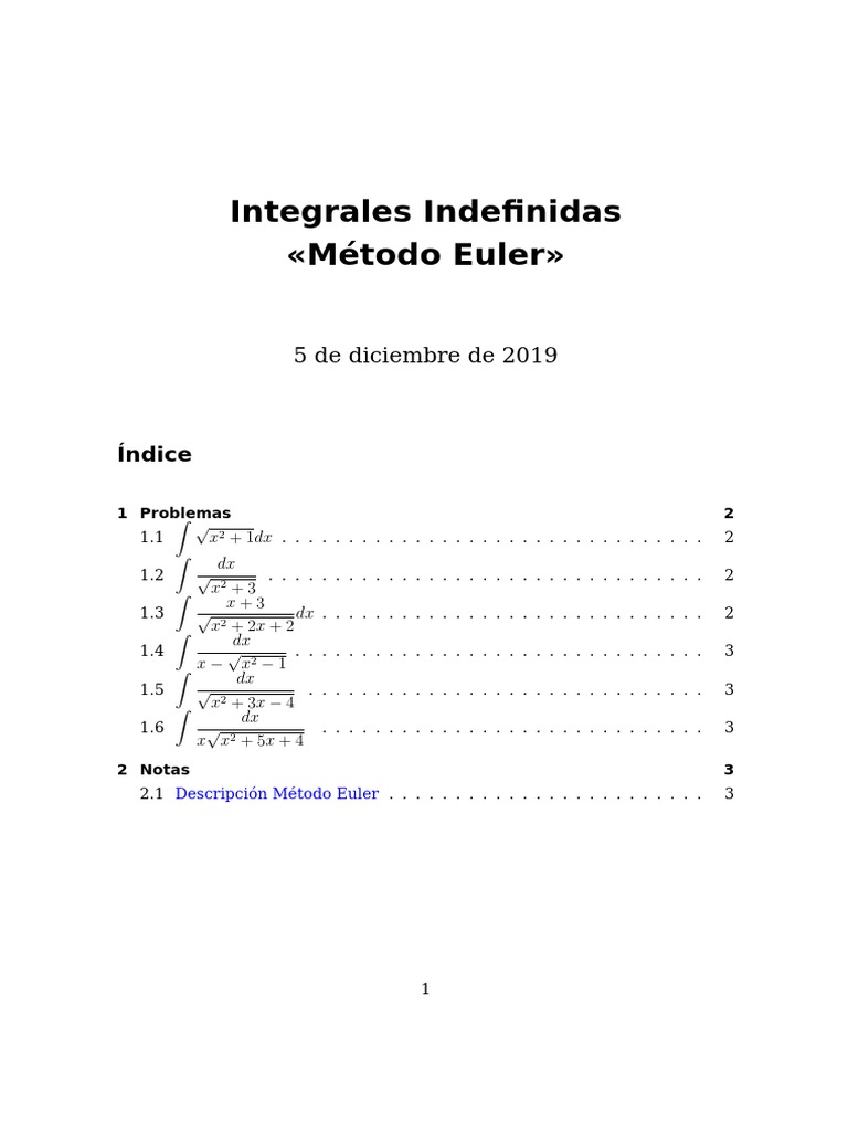 Integración Sustitución de Euler | PDF | Integral | Derivado