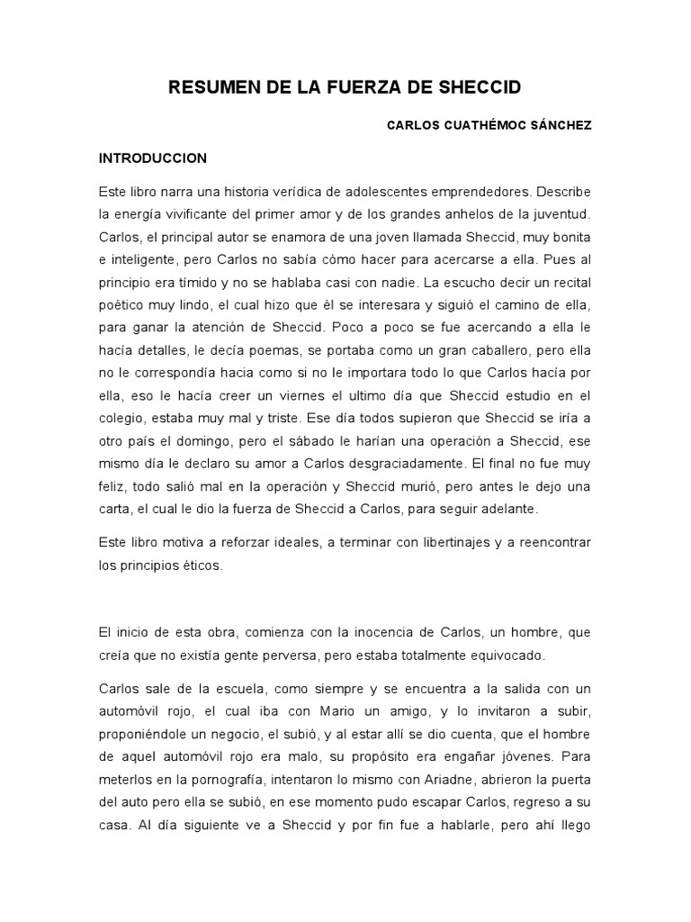 Resumen - La Fuerza de Sheccid | PDF