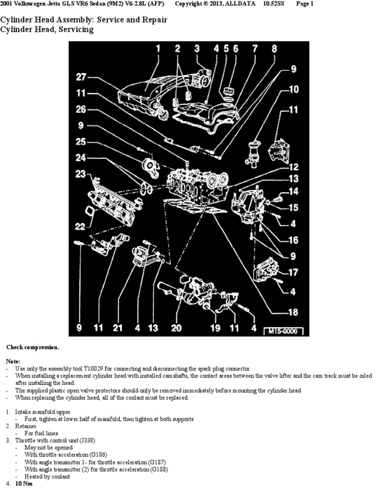 2001 Jetta VR6 Cylinder Head Assembly - Service and Repair | PDF ...