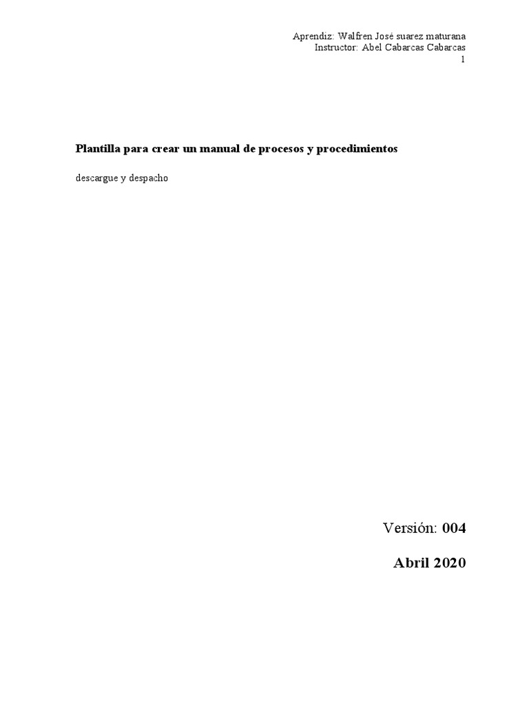 Plantilla para Crear Un Manual de Procedimientos | PDF | Logística ...