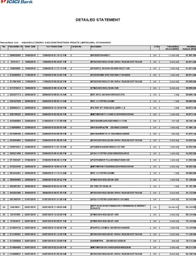 Detailed Statement: Transactions List - Squaircle Energy and ...