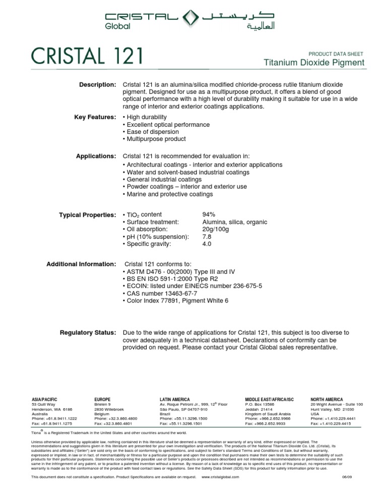 Cristal 121 - Final | PDF | Titanium Dioxide | Patent