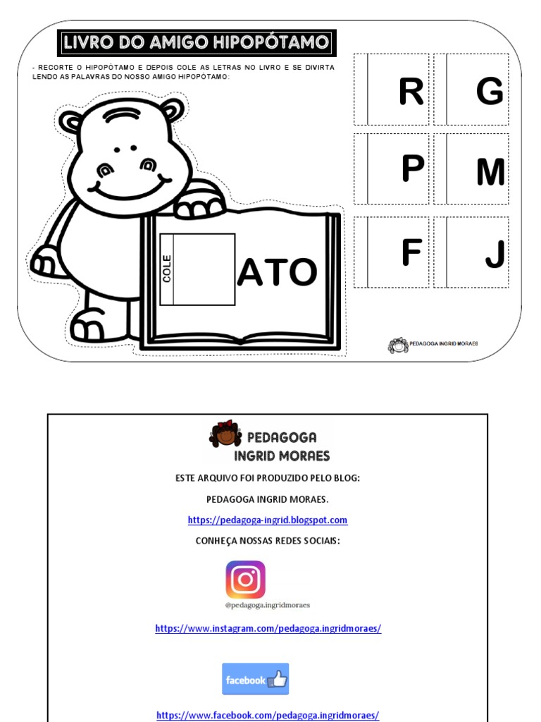 Atividade Lúdica: Livro do Hipopótamo | PDF