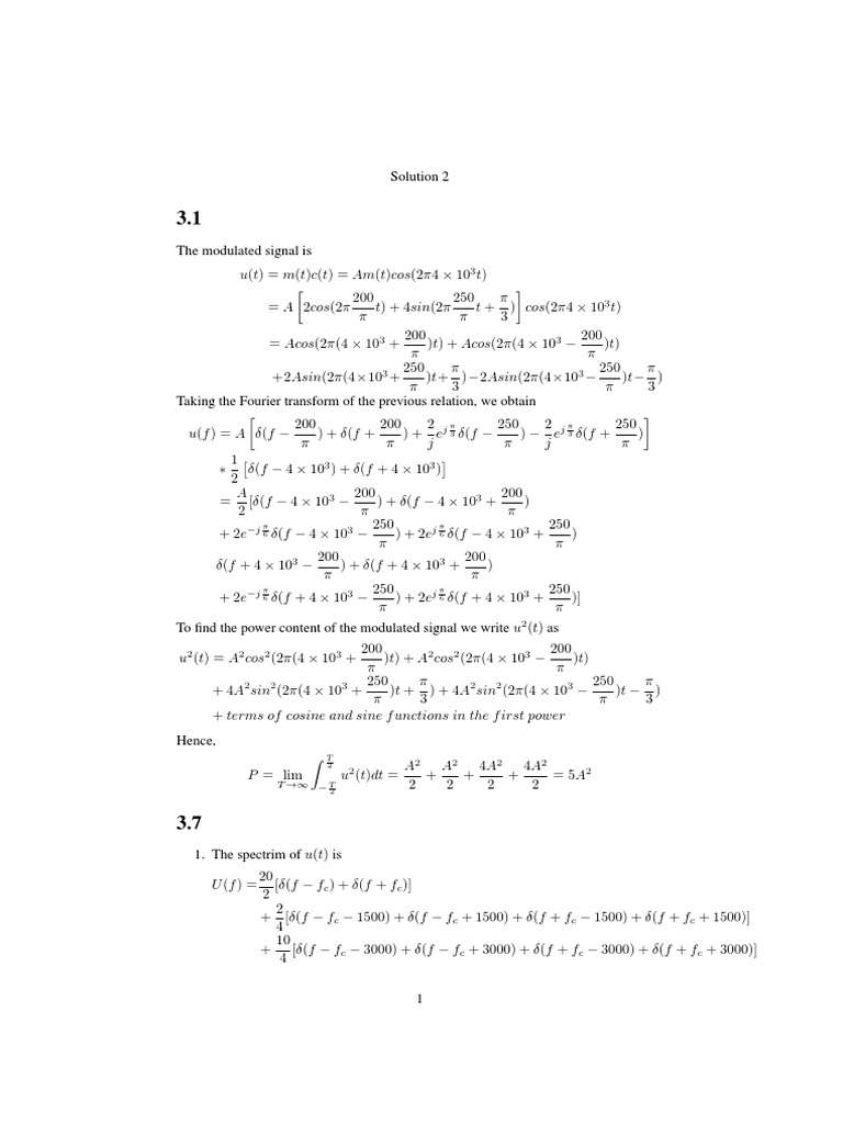 Solution2 PDF | PDF | Frequency Modulation | Telecommunications Engineering