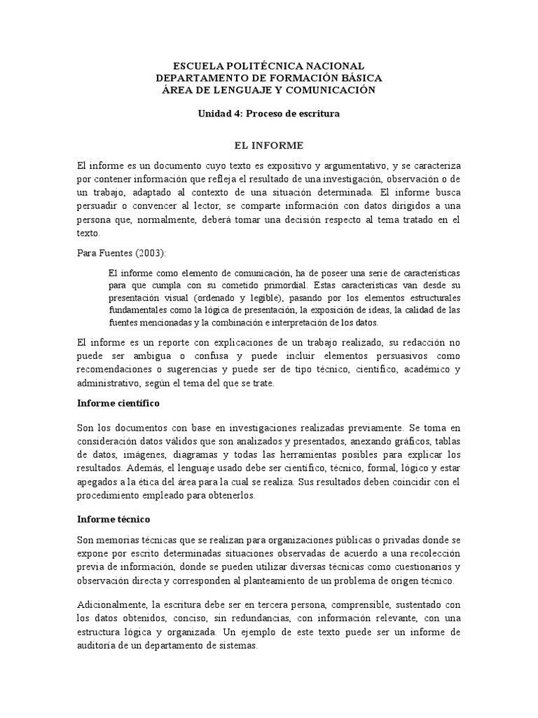 Sustento Teórico Clase 12 El Informe | PDF | Bibliografía | Información