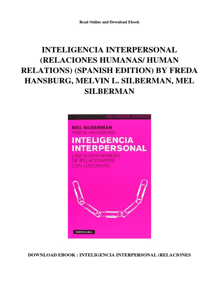 Inteligencia Interpersonal Relaciones Humanas Human Relations Spanish ...