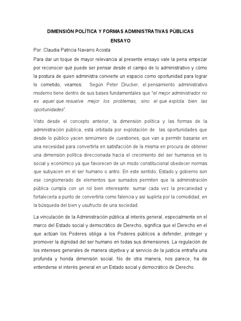 Dimensión Política y Formas Administrativas Públicas | PDF | Interés ...