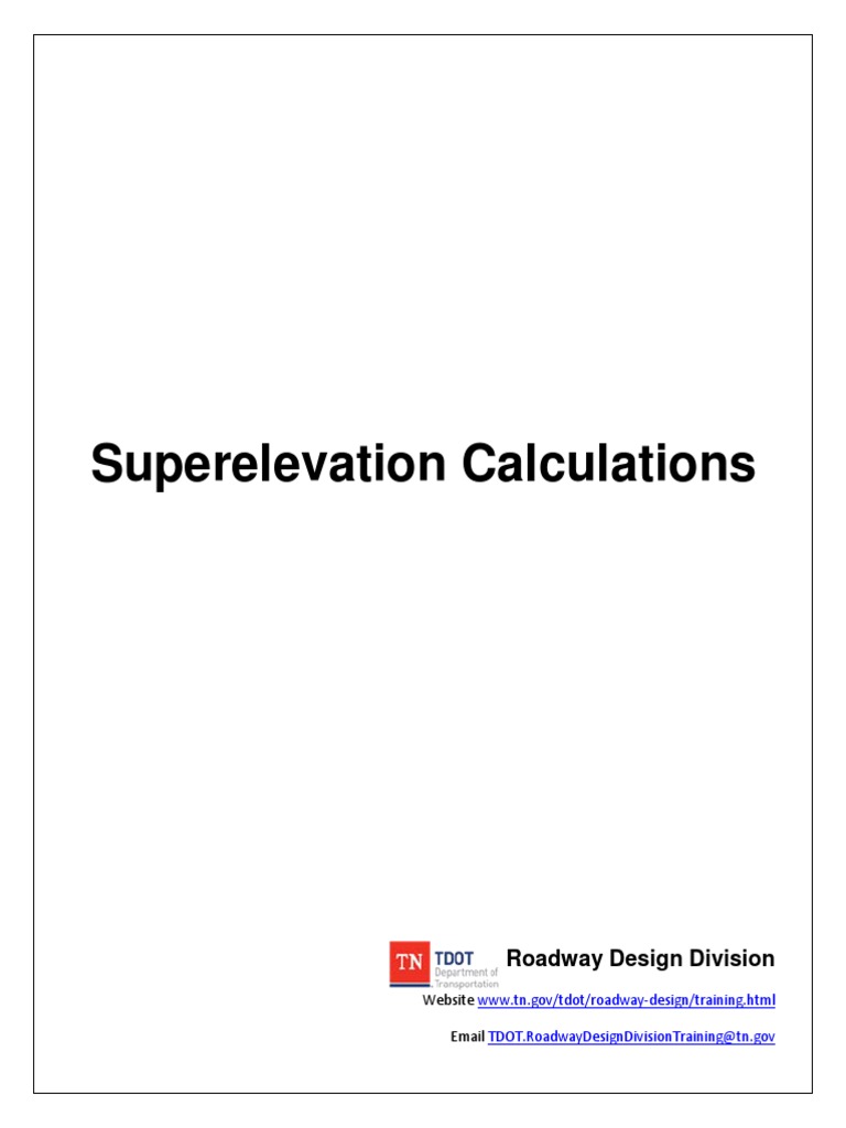 Superelevation Calculations: Roadway Design Division | PDF | Slope ...