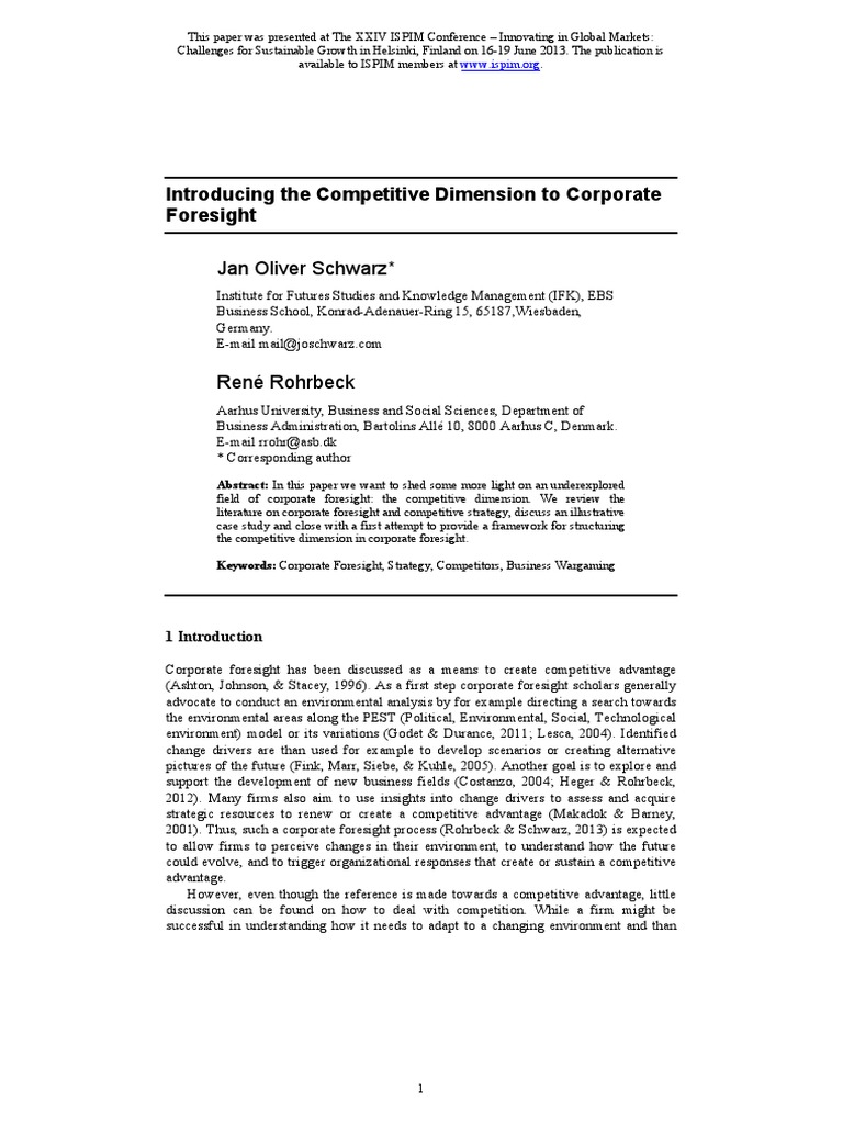 Introducing The Competitive Dimension To Corporate Foresight | PDF ...