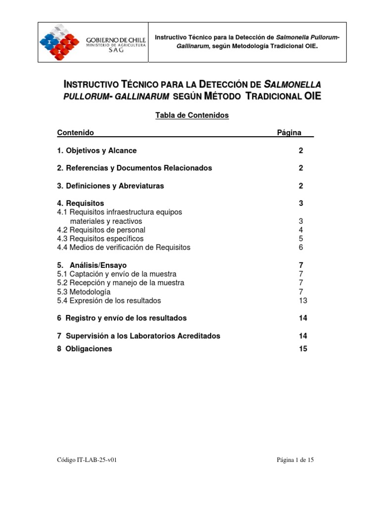 Salmonella Pullorum Gallinarum OIE | PDF | Salmonela | Laboratorios