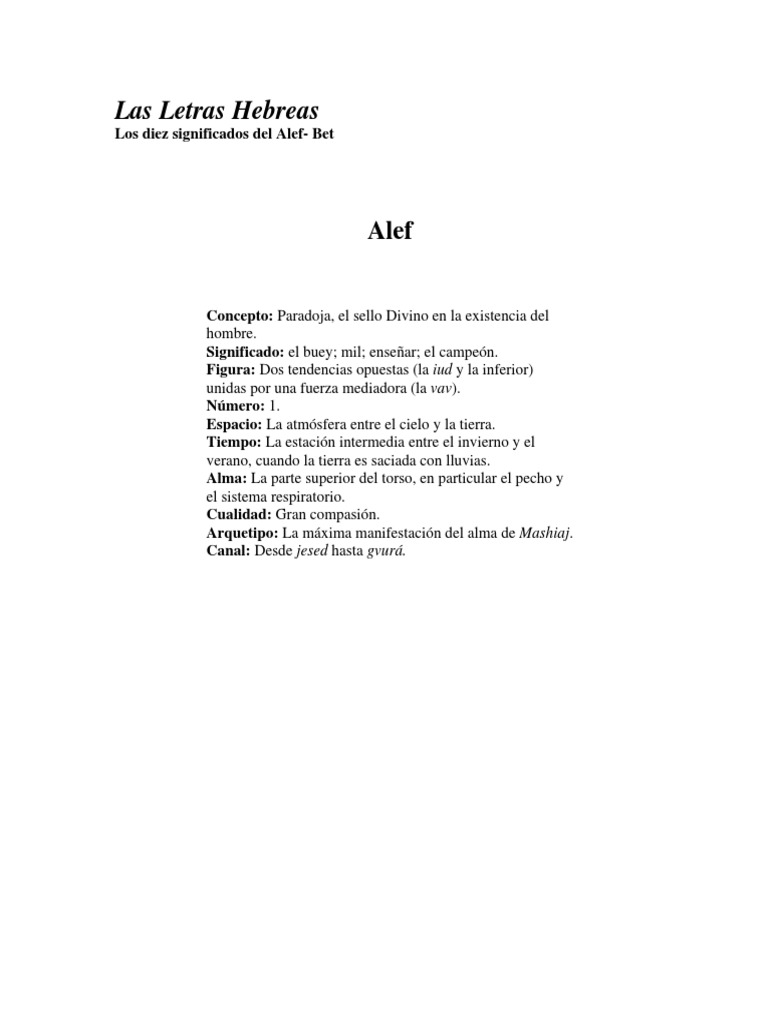 Significado Mistico de Las Letras Hebreas 33 78 PDF | PDF | Tora | Kábala