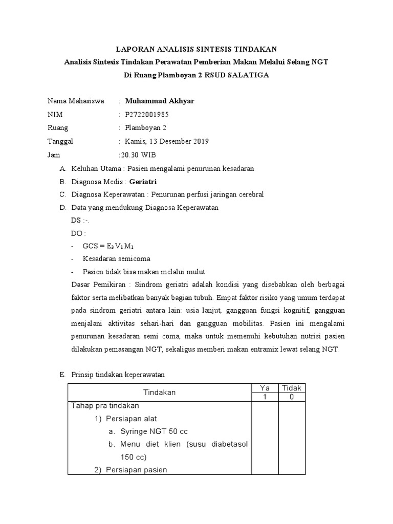 Ansis Memberi Makan Lewat NGT | PDF | Pengembangan Diri | Kesehatan Holistik