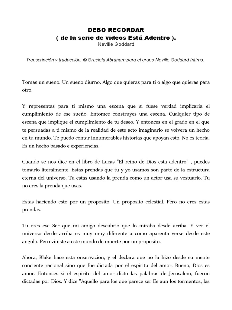 DEBO RECORDAR - Neville Goddard | PDF | Cristo (título) | Amor