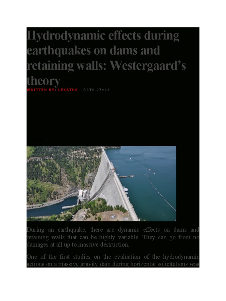 Hydrodynamic Effects During Earthquakes On Dams and Retaining Walls ...