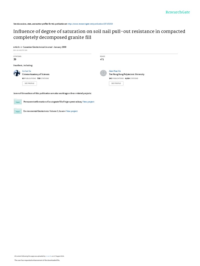 Pull Out Test | PDF | Soil | Pressure