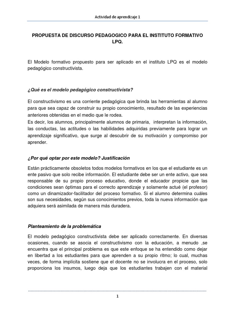 Propuesta de Enfoque Constructivista | PDF | Constructivismo (filosofía ...