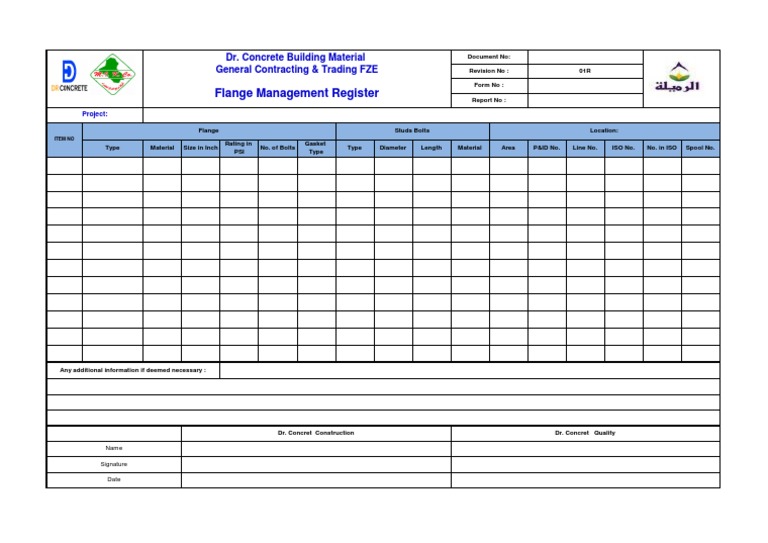 Flange Management Register PDF | PDF
