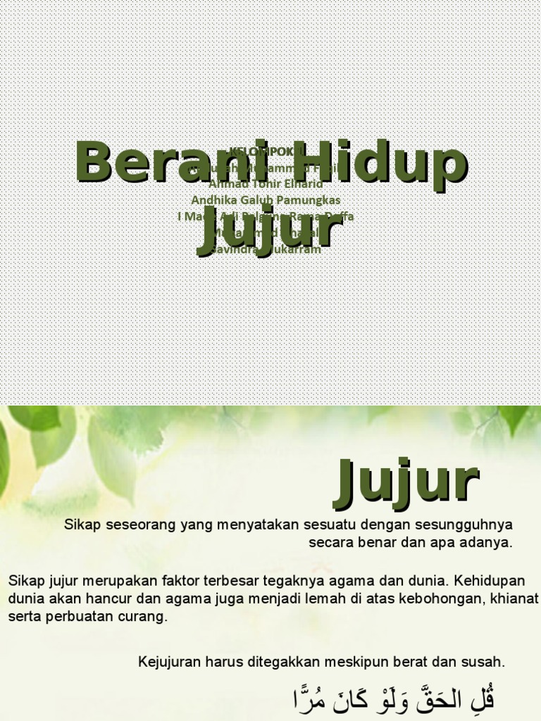 Berani Hidup Jujur | PDF