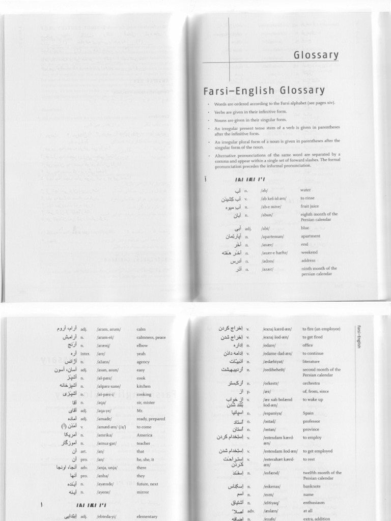 LL - Farsi - English Glossary | PDF | Grammatical Conjugation ...