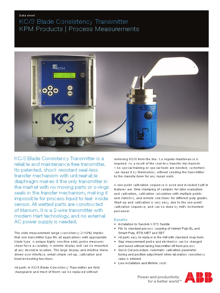 KPM Products - Process Measurements: KC/3 Blade Consistency Transmitter ...