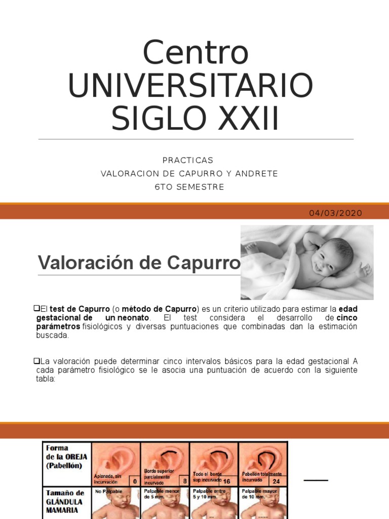 Valoración Neonatal: Método Capurro | PDF | Salud y bienestar