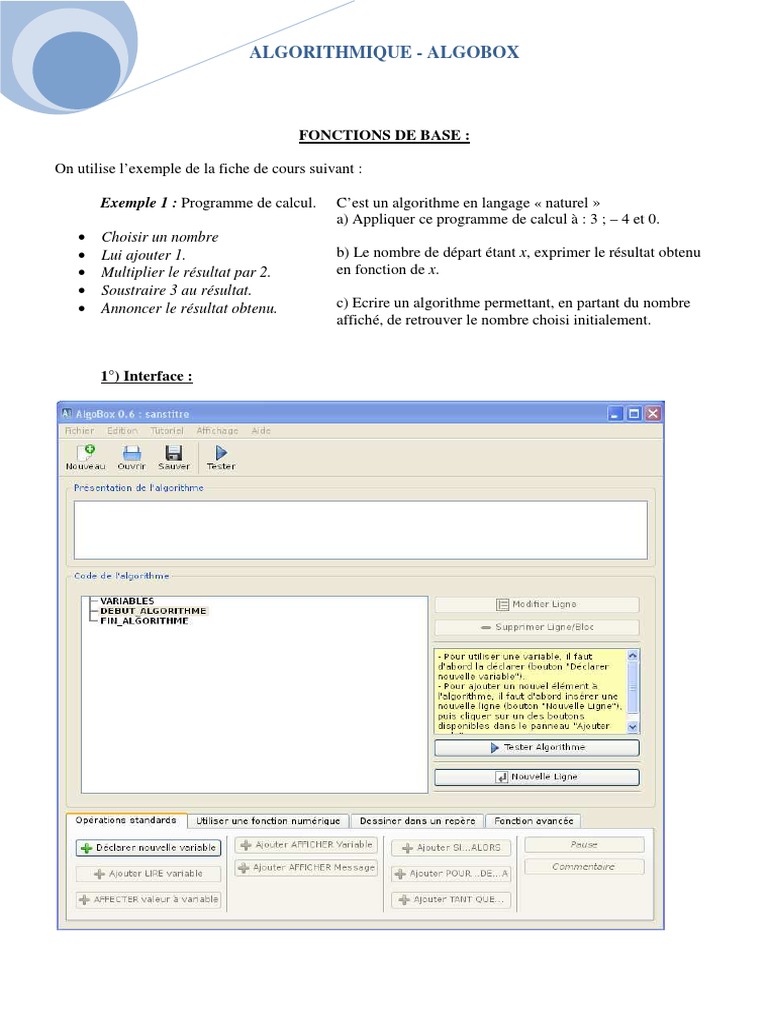 Algorithme Algobox-Fonctions-Base PDF | Descargar gratis PDF | Programme informatique ...