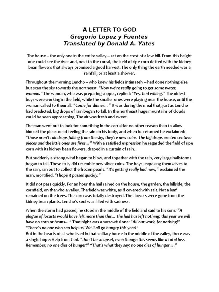 A Letter To God | PDF | Rain