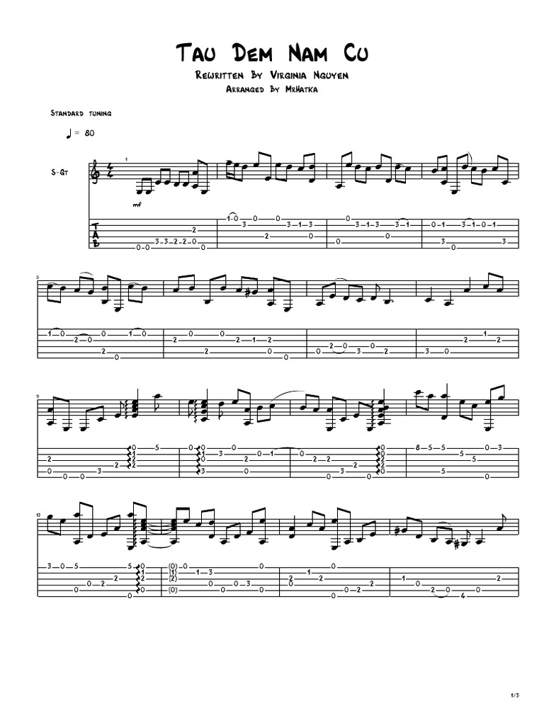 Tau Dem Nam Cu Guitar Tabs | PDF