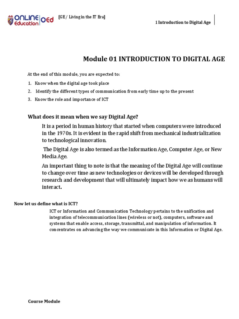 Introduction To Digital Age | PDF | Information Technology ...