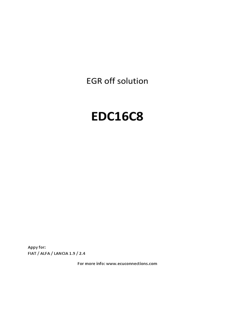 EDC16C8: EGR Off Solution | PDF
