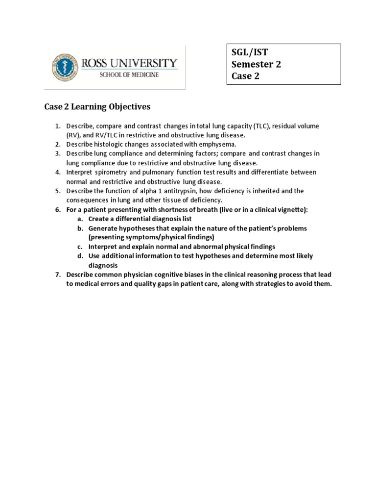 Case 2 Learning Objectives: Sgl/Ist Semester 2 Case 2 | PDF
