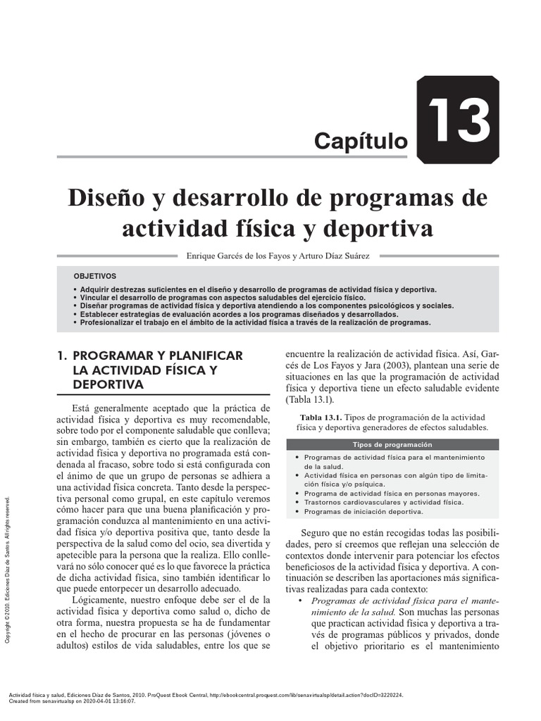 Diseño y Desarrollo de Programas de Actividad Fisica | PDF | Deportes ...
