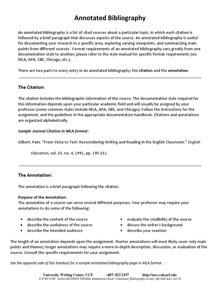 Annotated Bibliography: The Citation | PDF | Citation | Bibliography
