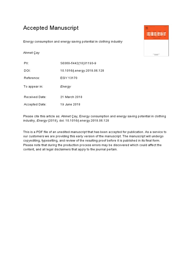 Energy Efficiency in Clothing Industry | PDF | Efficient Energy Use | Steam