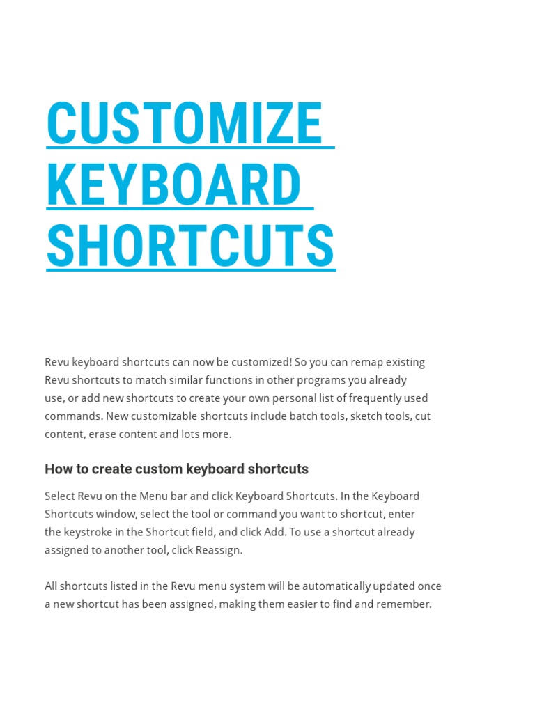 Bluebeam Revu Keyboard Shortcuts TAVCO | PDF | Keyboard Shortcut ...