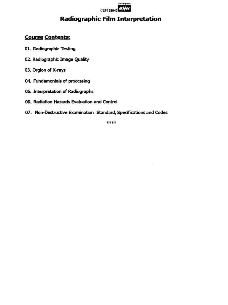 Radiographic Film Interpretation | PDF | Ionizing Radiation | Radiography