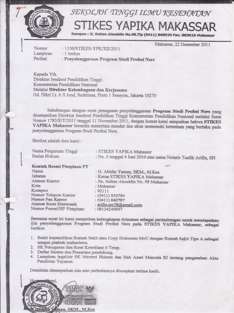 Contoh Ijin Prodi Ners | PDF