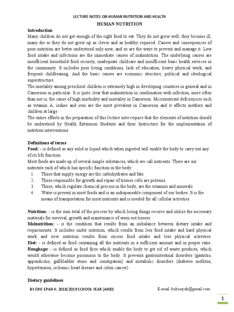 Human Nutrition and Health Overview | PDF | Vitamin A | Vitamin