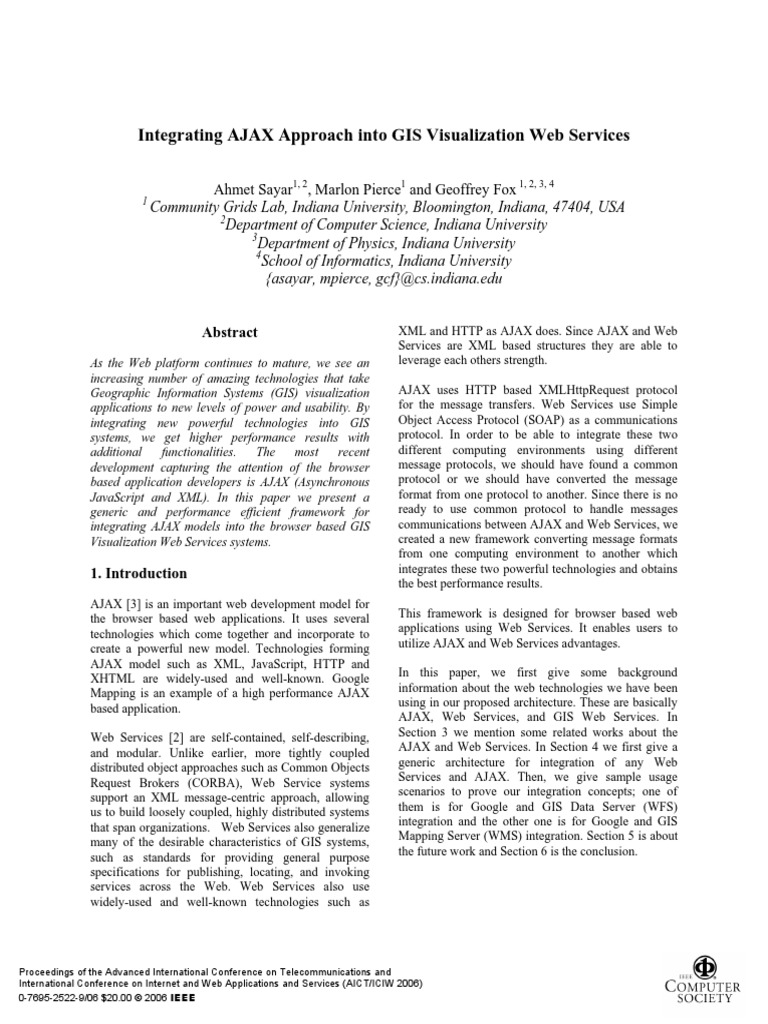 Integrating AJAX Approach Into GIS Visualization Web Services | PDF | Ajax (Programming) | Web ...