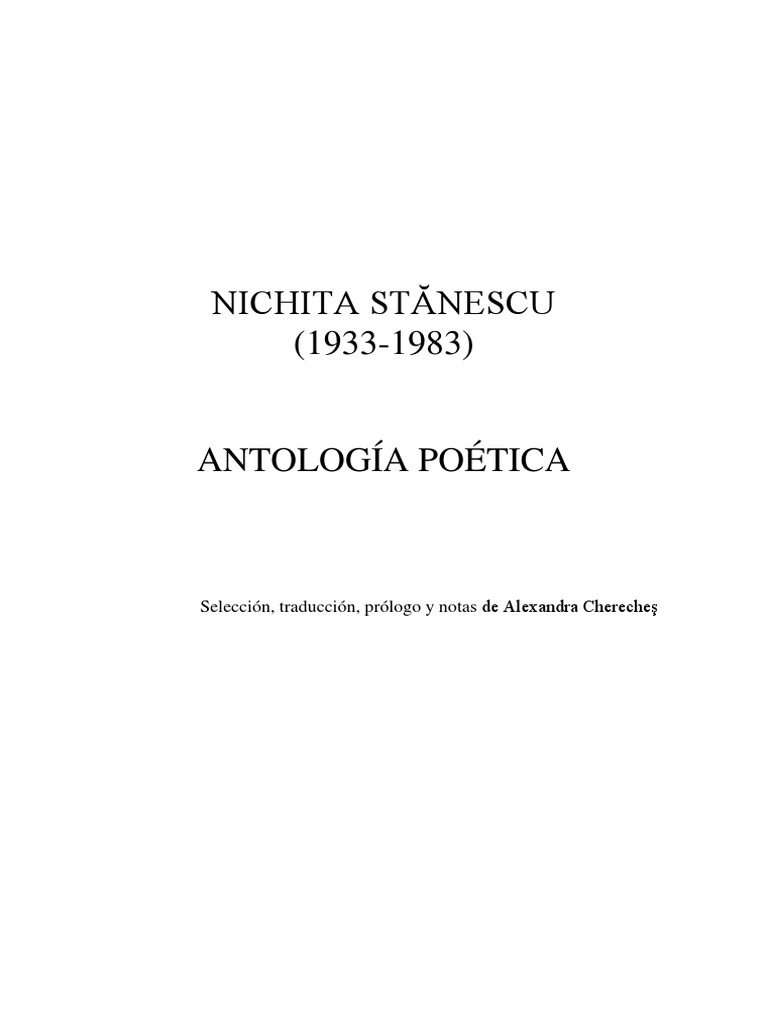 Nichita Stanescu. Antologia Poetica PDF | PDF | Poesía