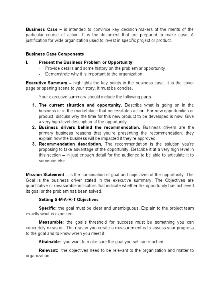 Business Case Components | PDF | Feasibility Study | Investing