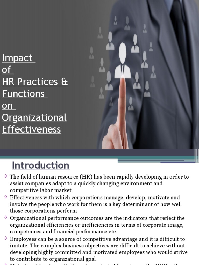 Impact of HR Practices & Functions On Organizational Effectiveness ...
