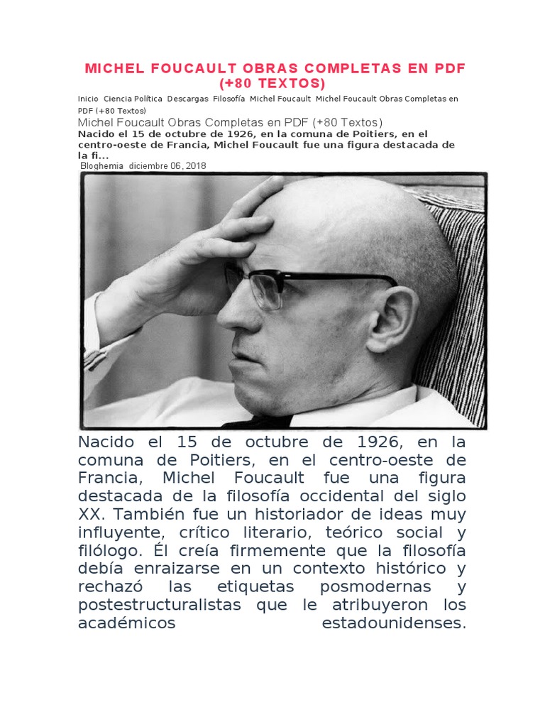 Michel Foucault Obras Completas en PDF | PDF | Michel Foucault | Science