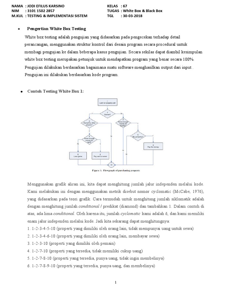 Contoh dan Metode White Box Testing | PDF | Metode & Bahan Ajar | Komputer