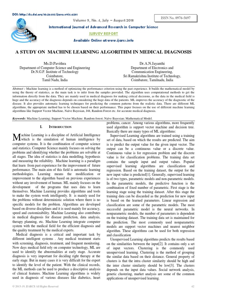 ML in Medicine | PDF | Machine Learning | Statistical Classification
