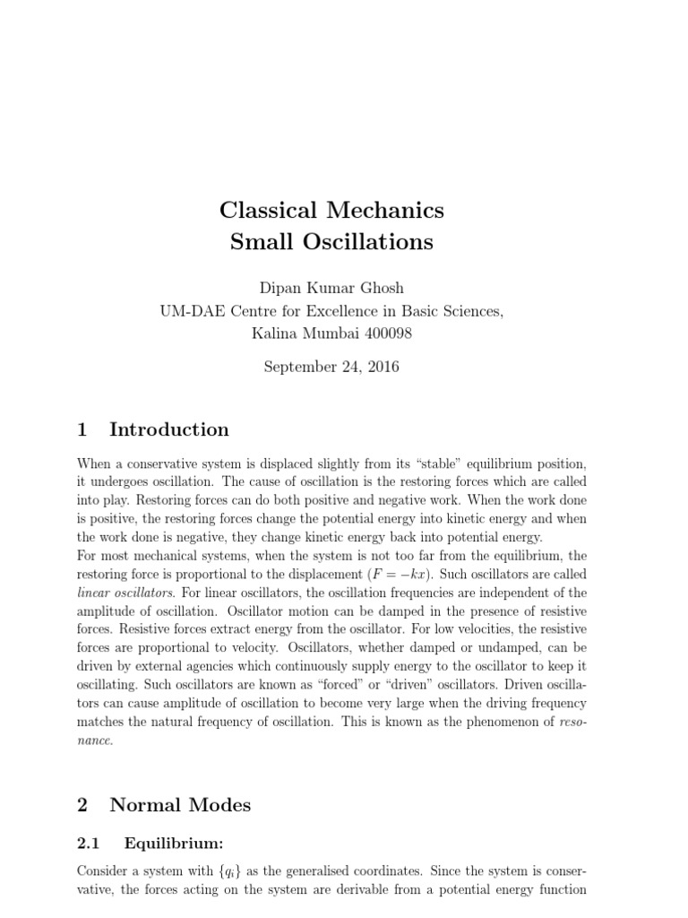 Classical 5 PDF | PDF | Normal Mode | Lagrangian Mechanics